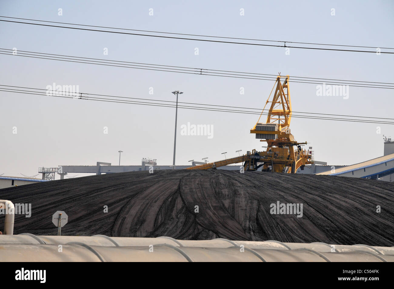 Israel, Hadera, The Orot Rabin coal operated power plant. Coal storage ...