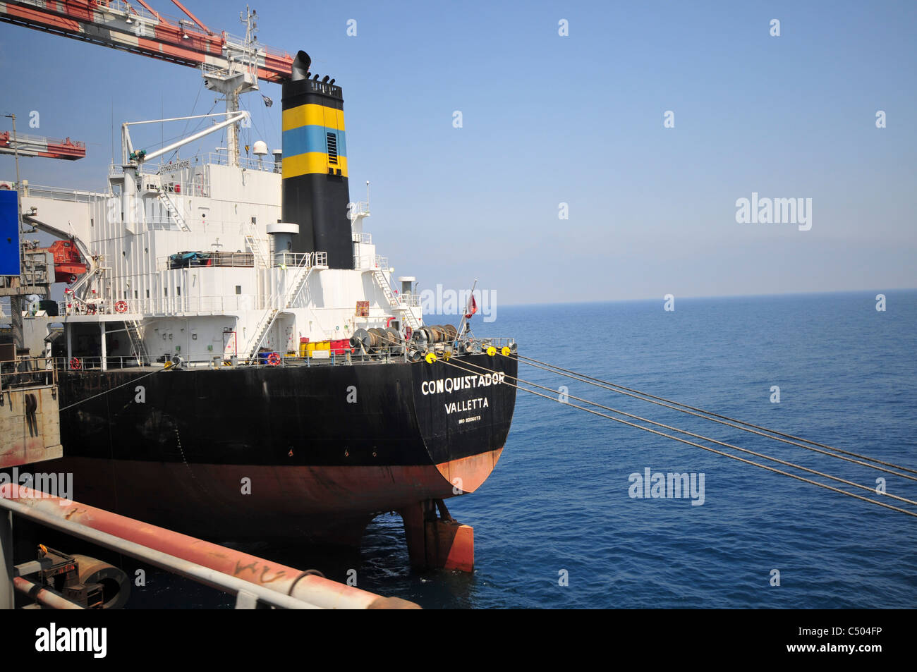 Israel, Hadera, The Orot Rabin coal operated power plant. Ship unloads ...