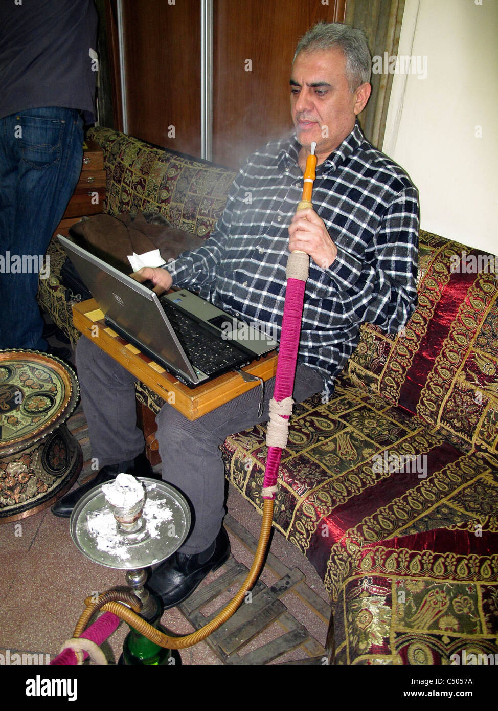 Turkey Istanbul Turkish water pipes Nargile shisha. Burning coal for ...