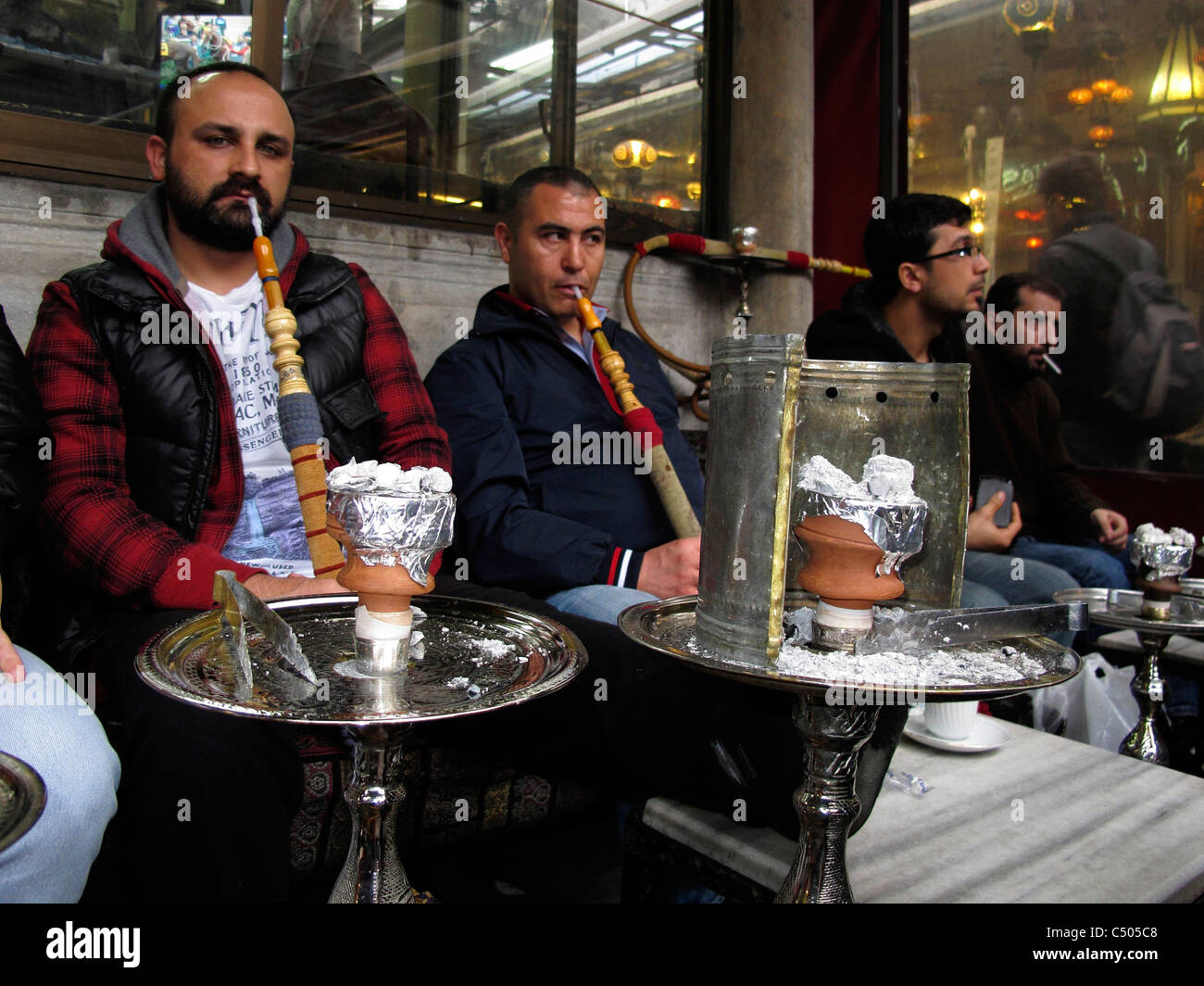 Turkey Istanbul Turkish water pipes Nargile shisha. Burning coal for ...