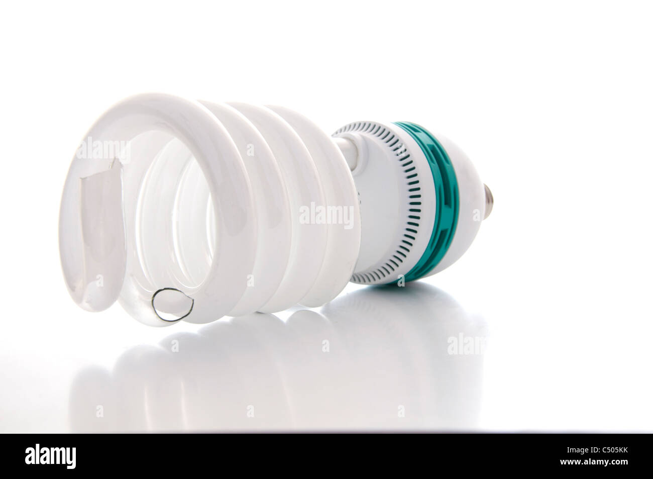 broken light bulb energy saving on white background Stock Photo - Alamy