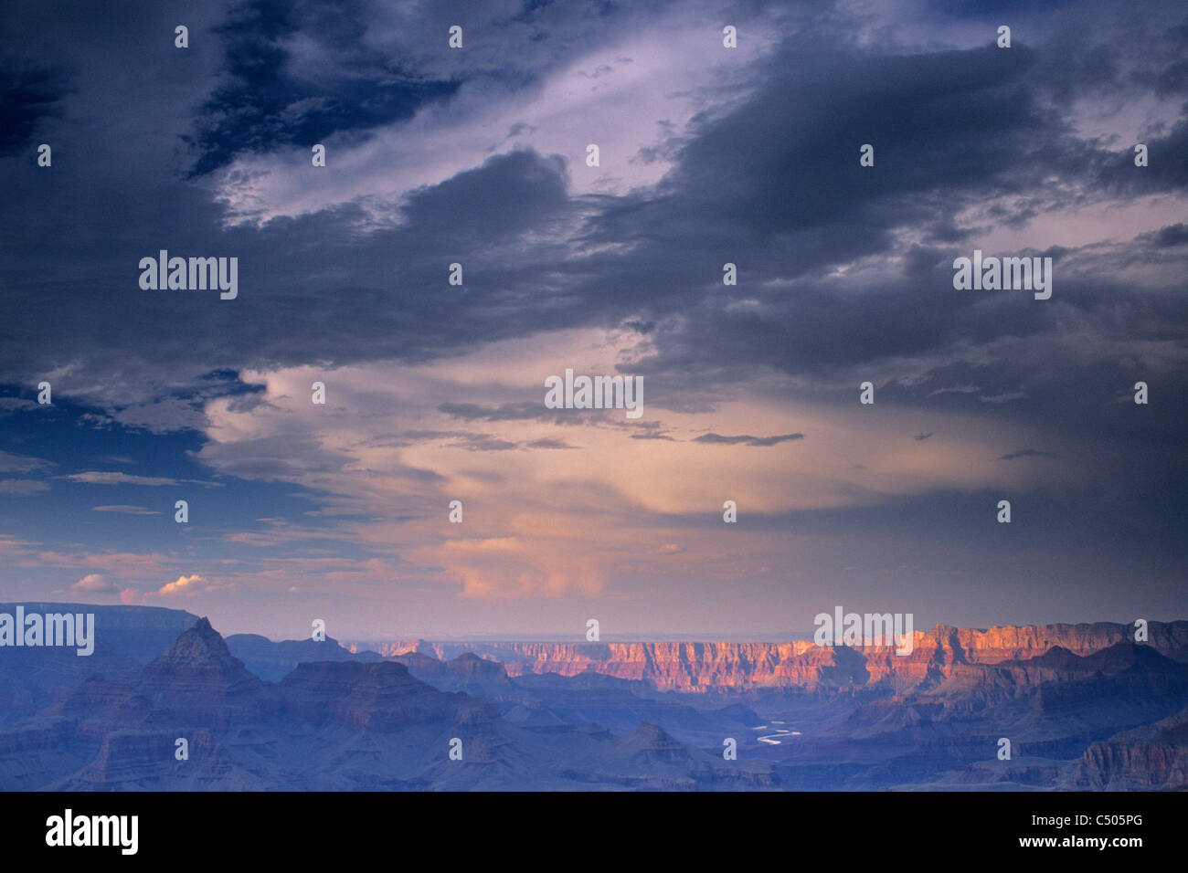 Stormy sunset over the Grand Canyon as seen from Grandview Point, S ...