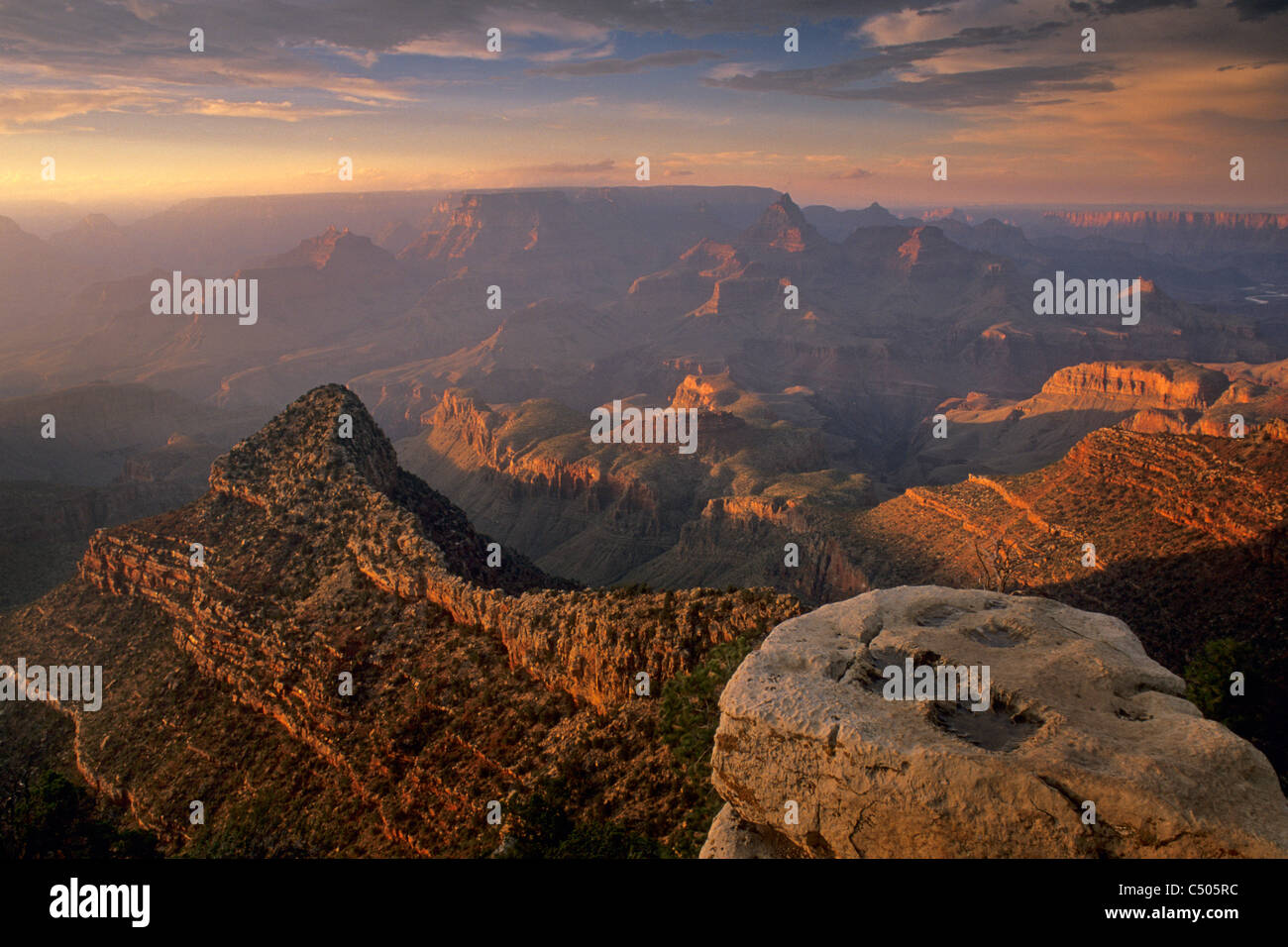 Stormy sunset over the Grand Canyon as seen from Grandview Point, S ...