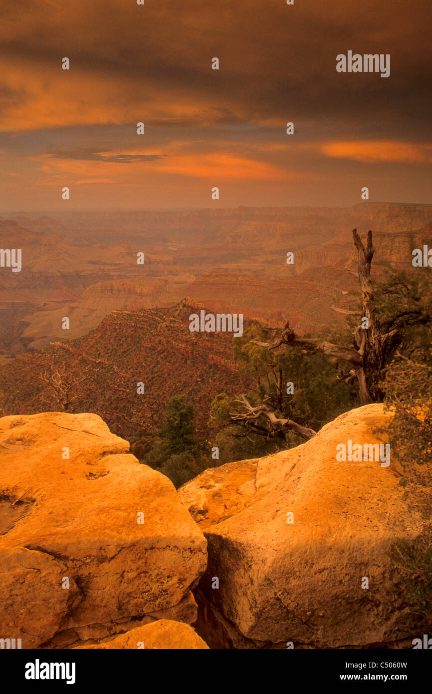 Stormy sunset at Grand Canyon, from Grandview Point, South Rim, Grand ...