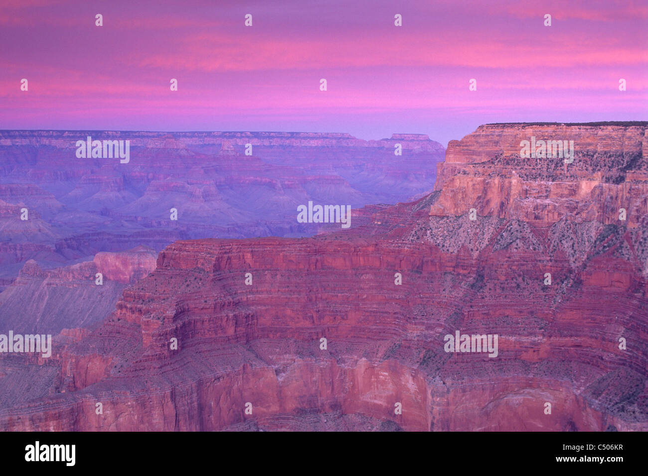 Alpenglow on storm clouds at sunset, Pima Point, South Rim, Grand ...