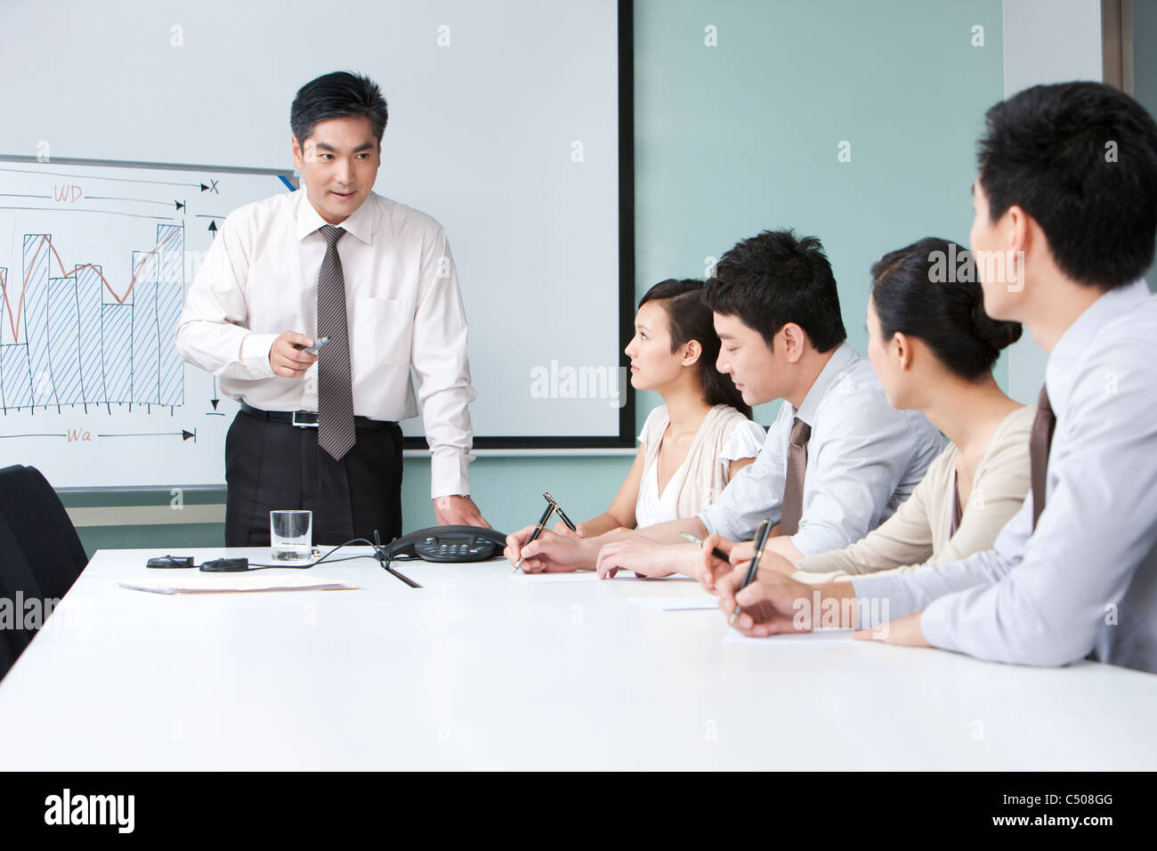 Business Executive Presenting to Business Team Stock Photo - Alamy