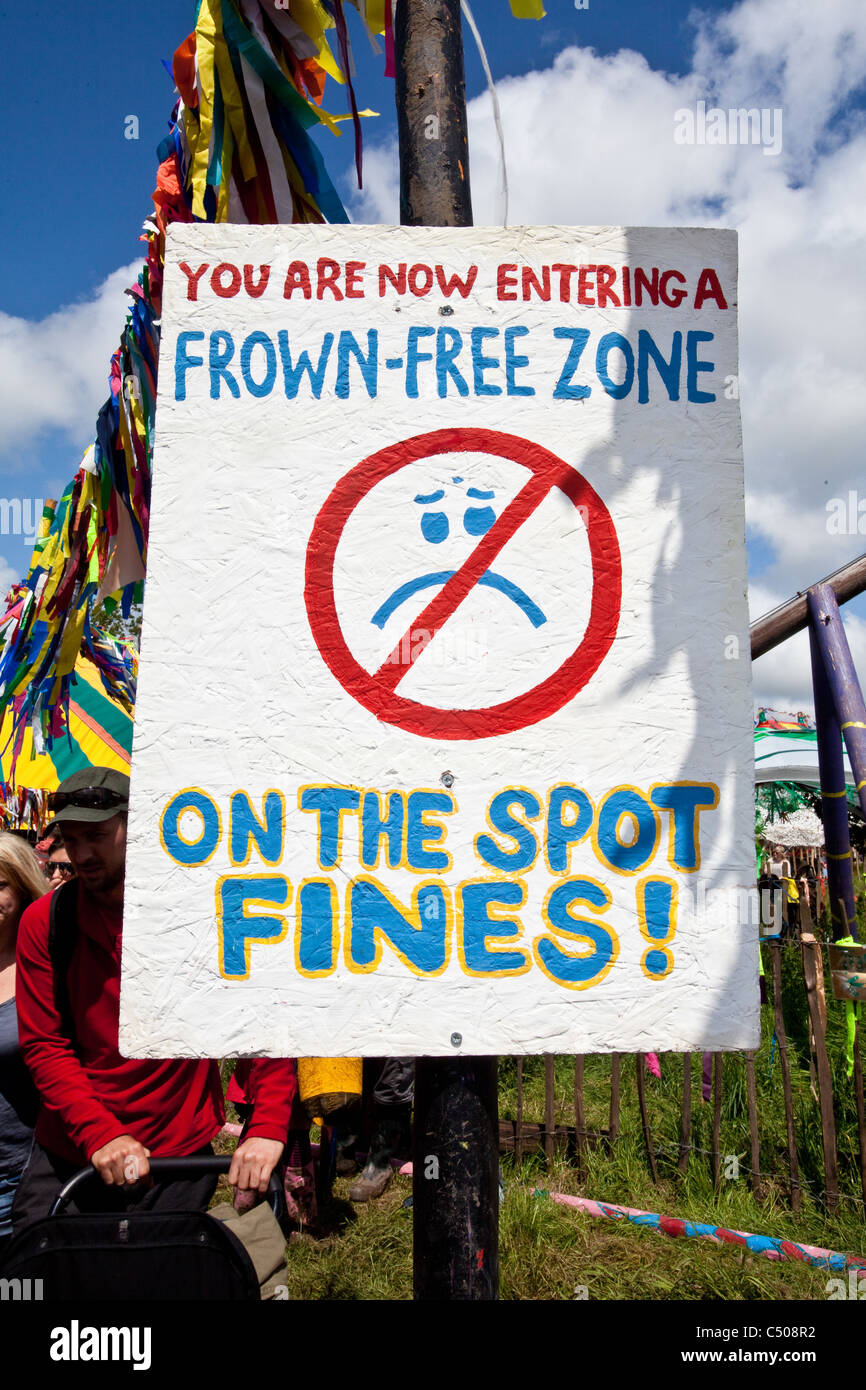 Funny sign in the Kids field at the Glastonbury Festival 2011 Stock ...