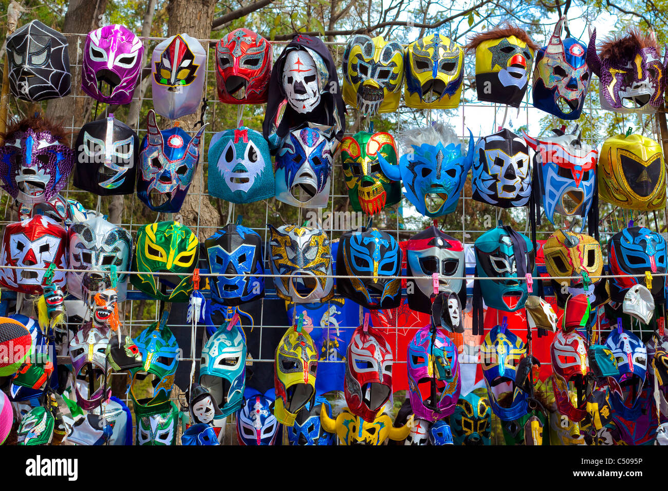 Various colorful wrestling masks Stock Photo - Alamy
