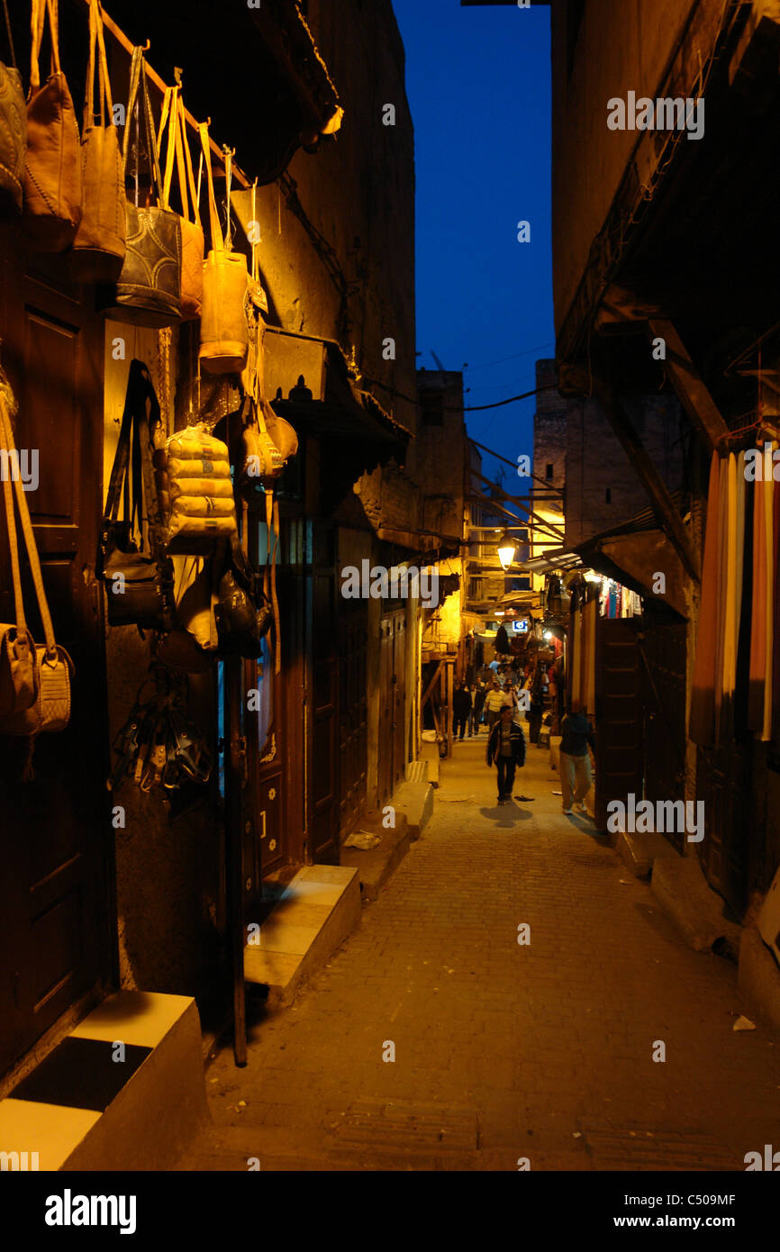 street at night in Fez medina Stock Photo - Alamy