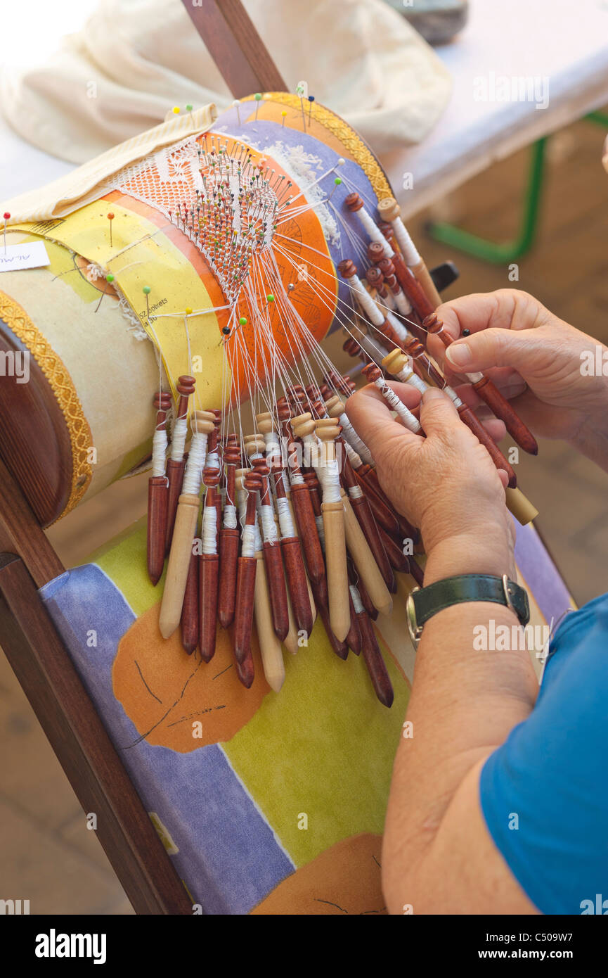 Skilled female hands at the traditional lace making crafts Stock Photo ...