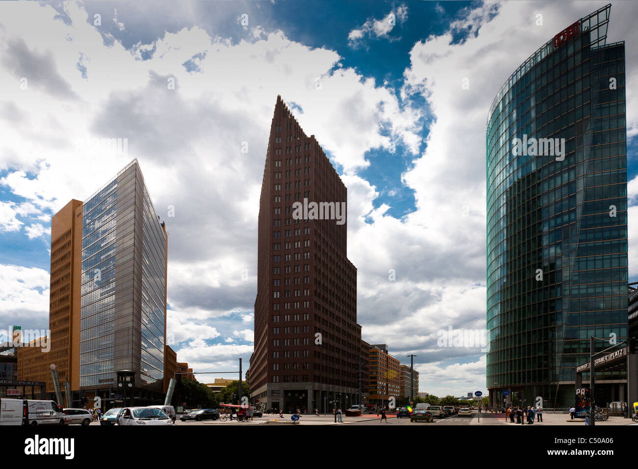 View to the Beisheim center at the Potsdamer Platz and Sony center in ...