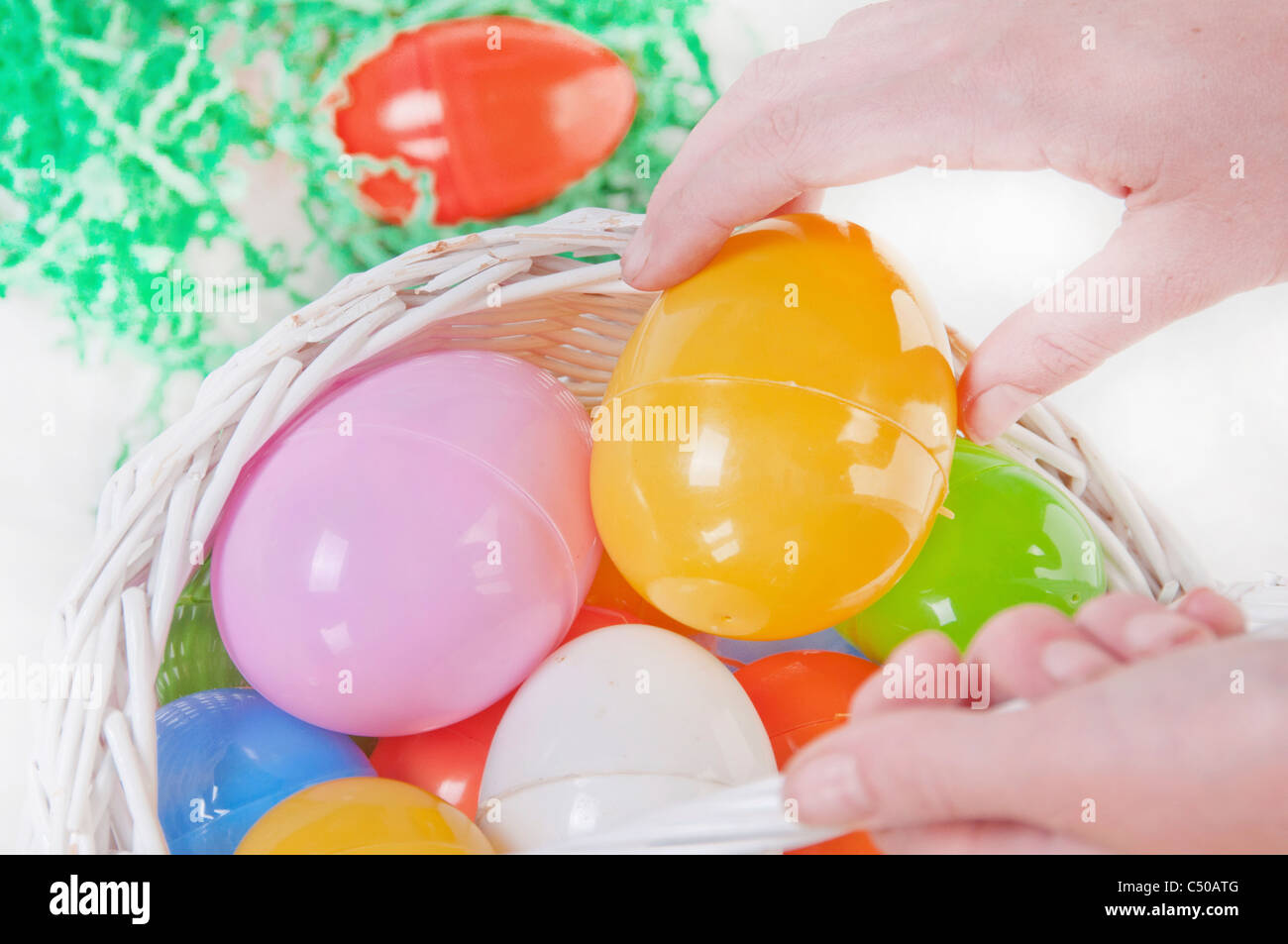 child finding eggs during easter hunt Stock Photo - Alamy