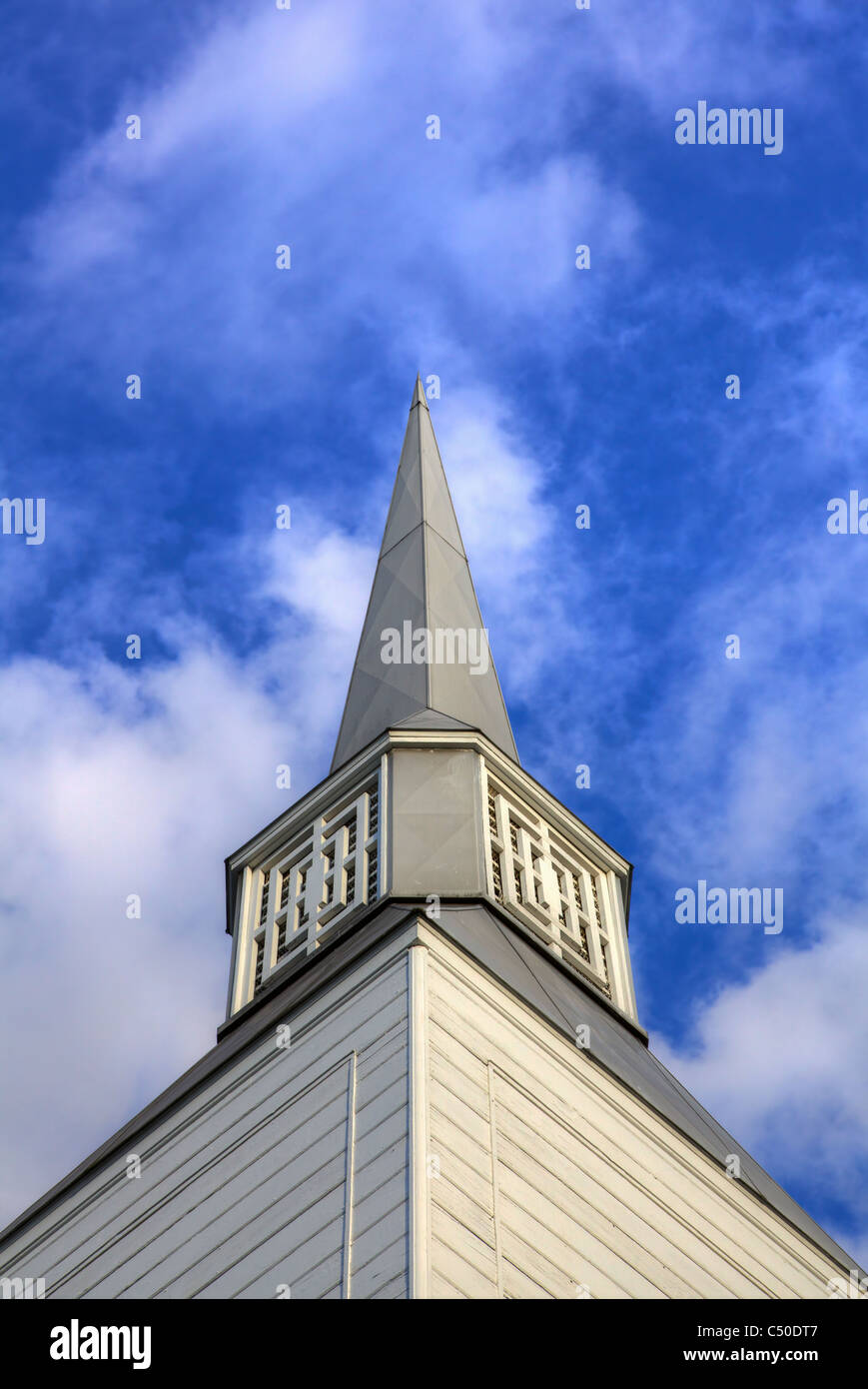Simple gray Simple Metal Church Steeple with blue and white sky ...