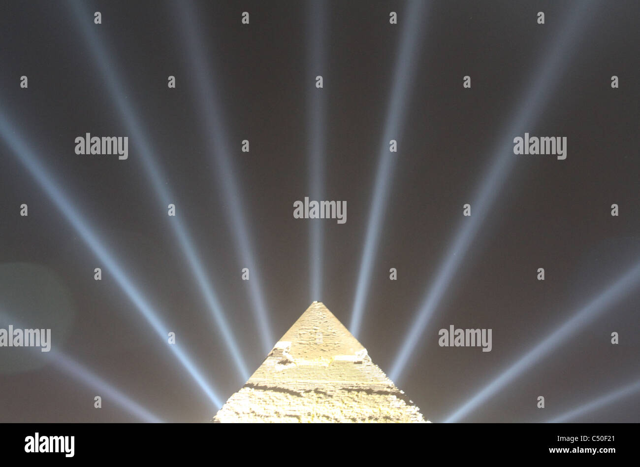 Pyramids of Giza by night with special effect, Cairo, Egypt Stock Photo ...