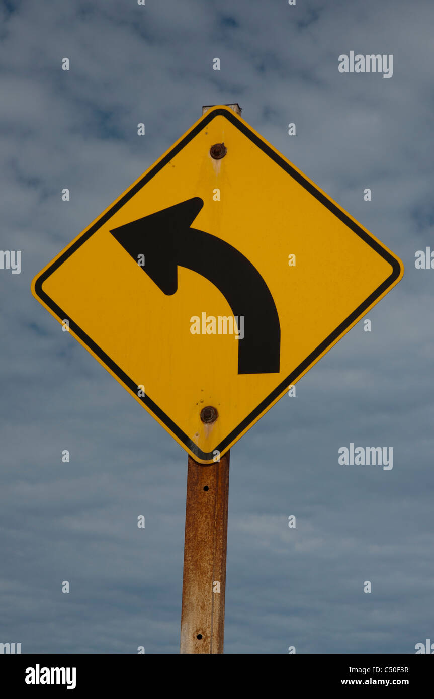 Left hand curve road sign hi-res stock photography and images - Alamy