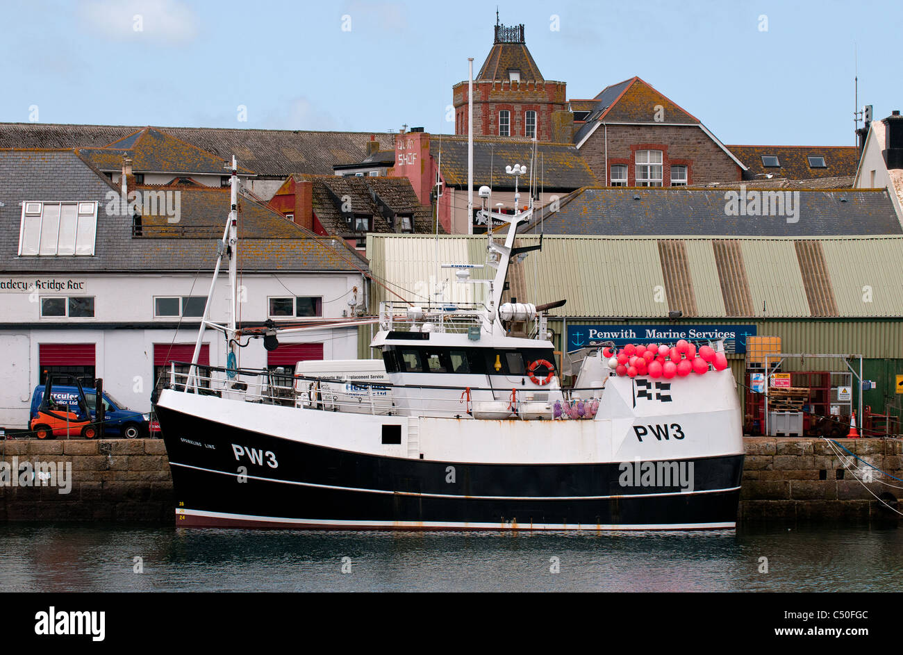 The fishing boat Sparkling Line moored at Penzance Harbour Stock Photo ...