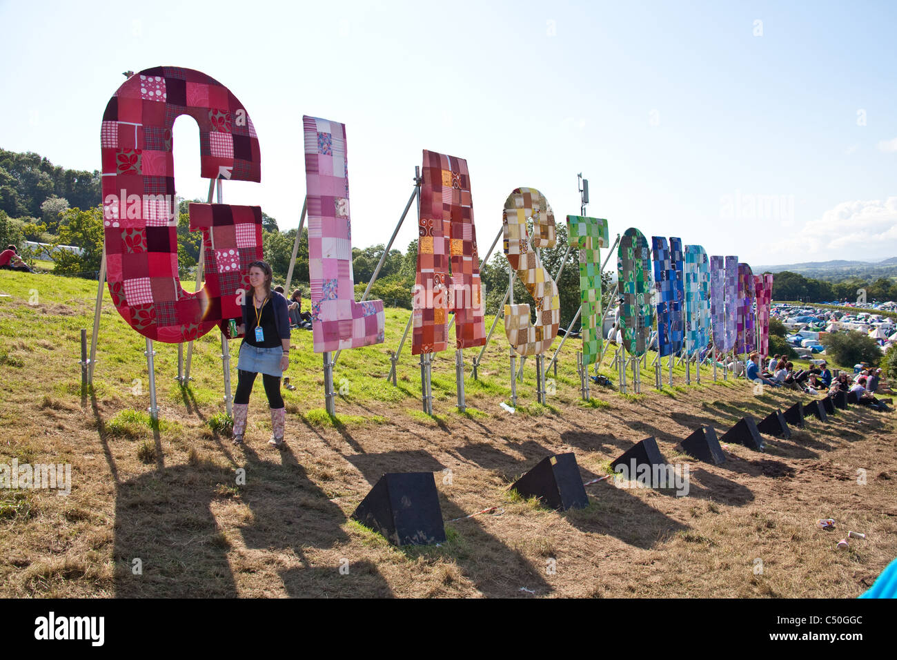 Glastonbury sign above the Park Stage, Glastonbury Festival 2011 Stock ...