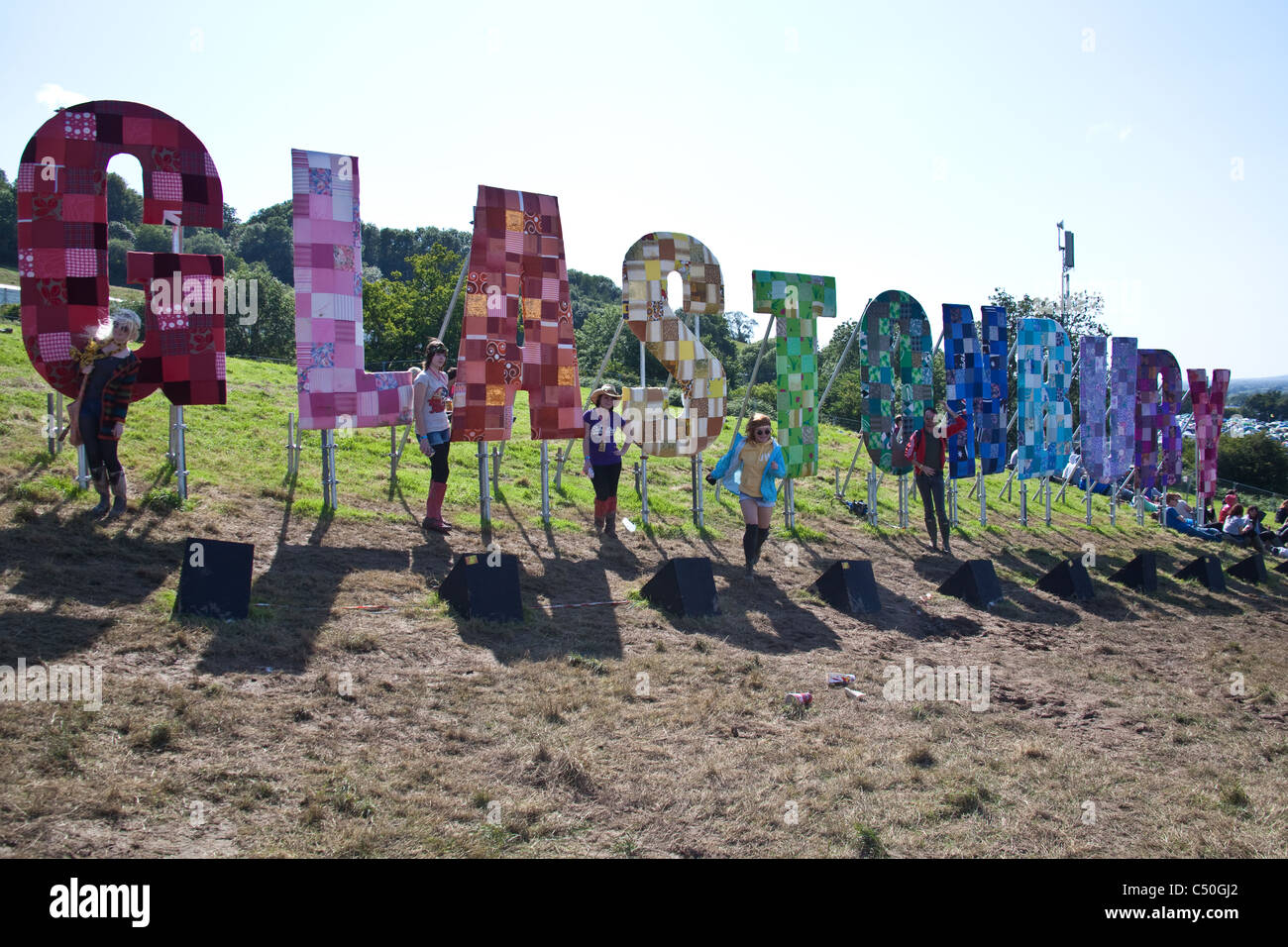 Glastonbury sign above the Park Stage, Glastonbury Festival 2011 Stock ...
