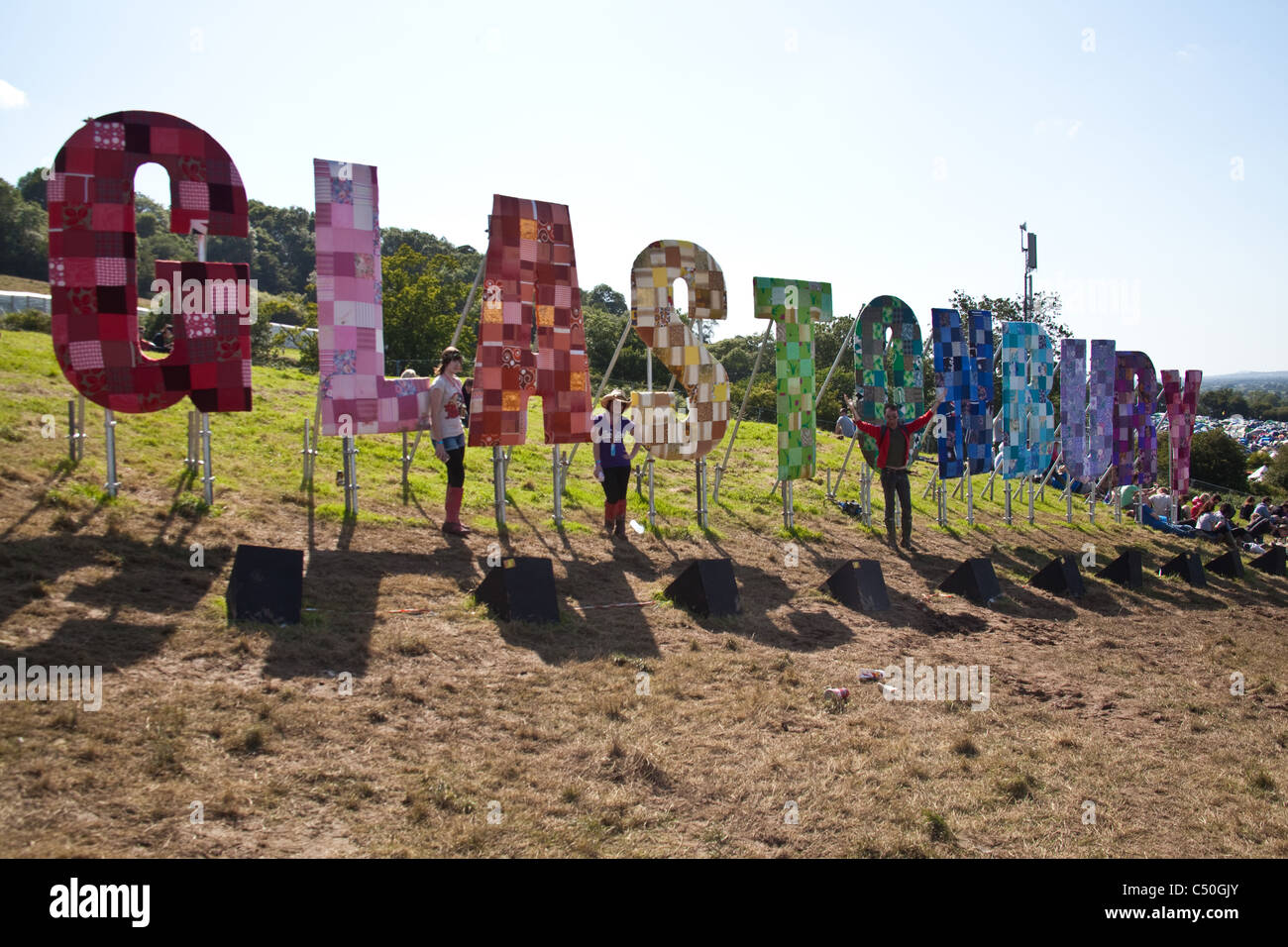 Glastonbury sign above the Park Stage, Glastonbury Festival 2011 Stock ...