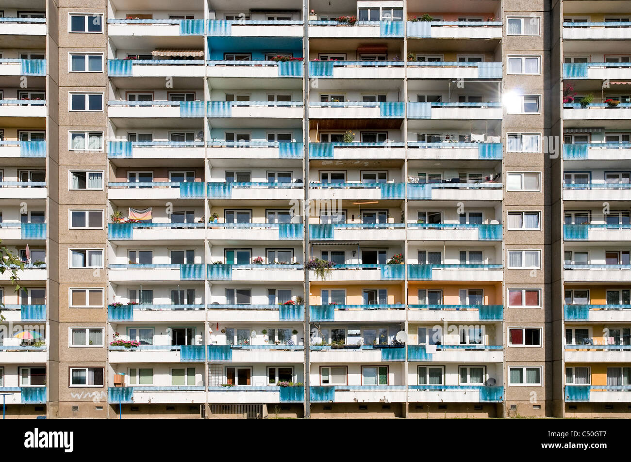 Plattenbau, pre-fabricated concrete building, social housing, symmetry ...