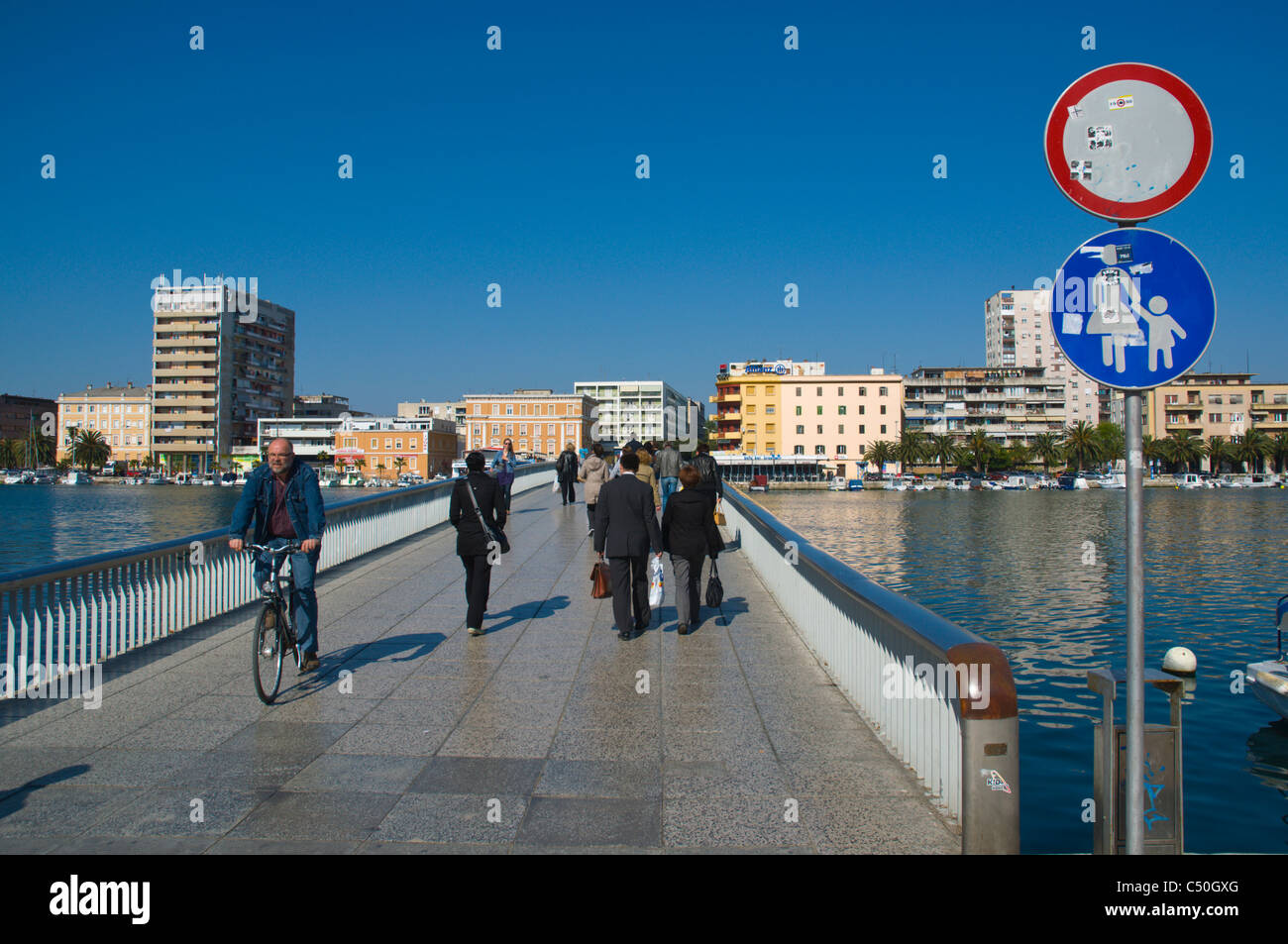 Bridge crossing the harbour Zadar northern Dalmatia Croatia Europe ...
