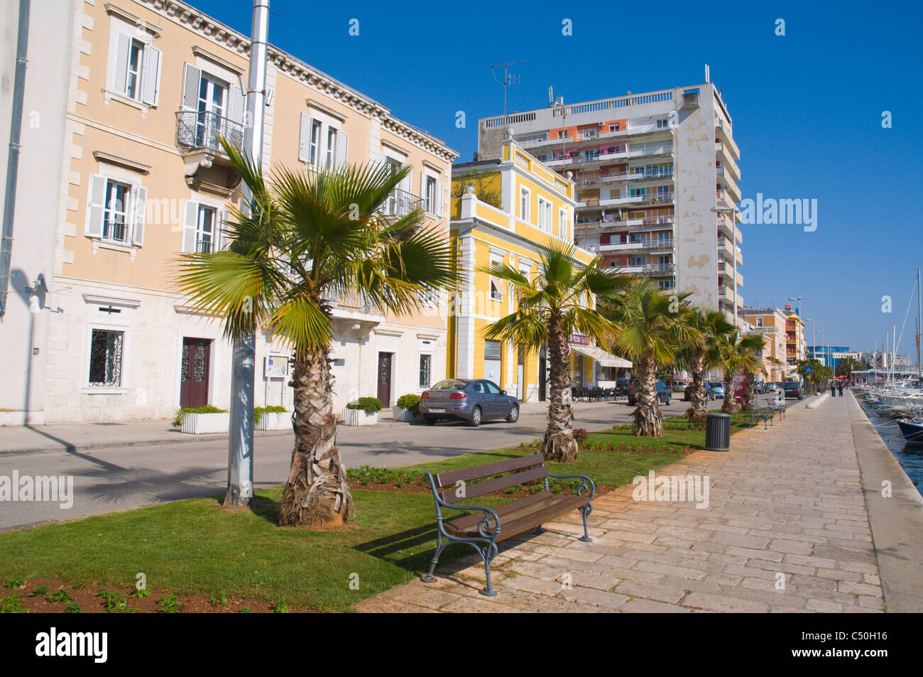 Obala Kneza Branimira seaside promenade at port of Zadar northern ...