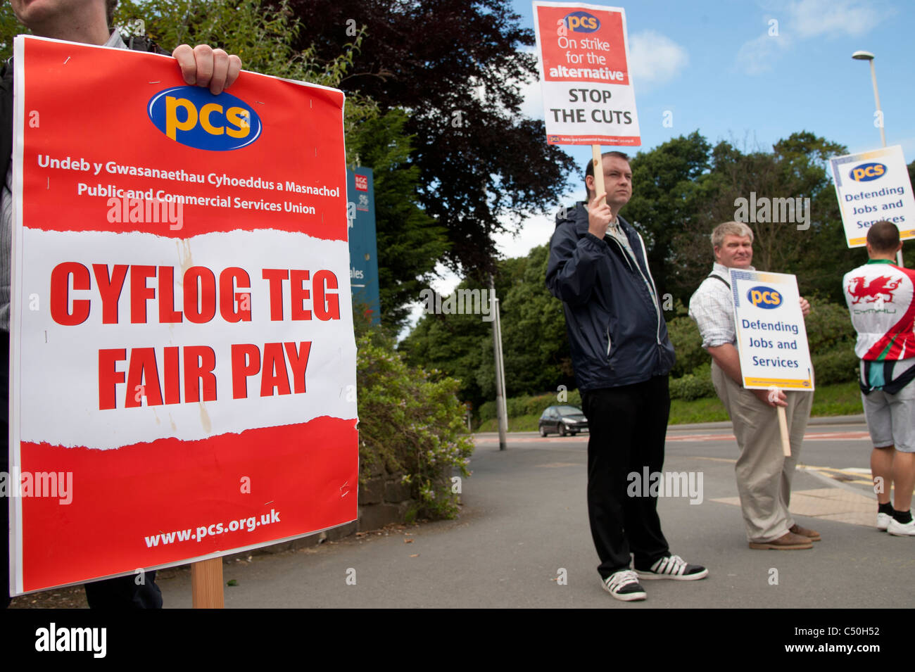 Members of the PCS union on strike picketing outside the National ...