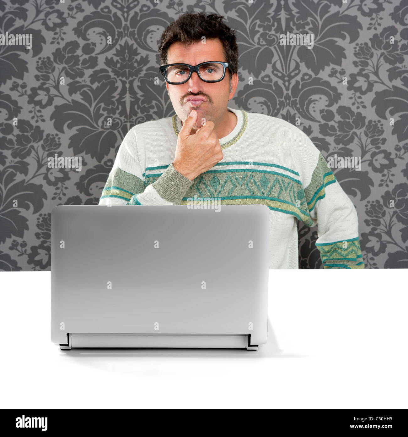 Mustache retro businessman vintage office hi-res stock photography and ...