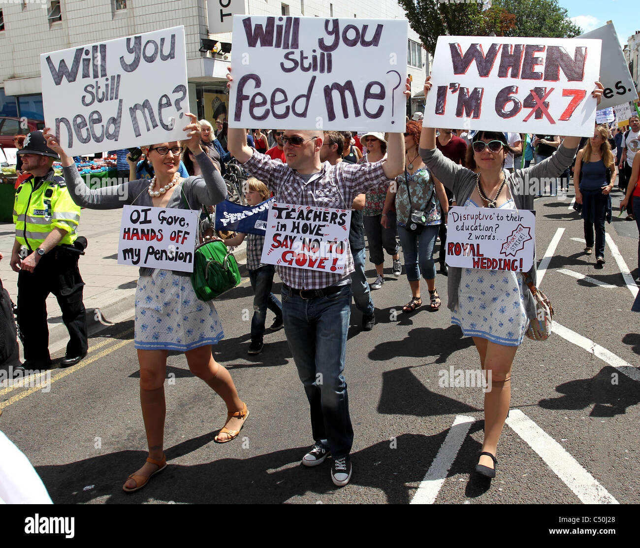 General views of the Teachers Strike walking along Western Road in ...
