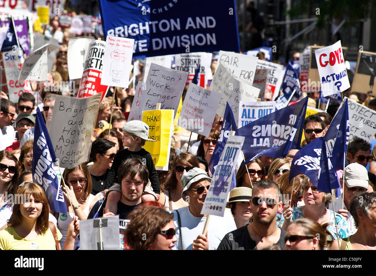 BRIGHTON, UK 30/06/11. Public sector workers and Union members ...