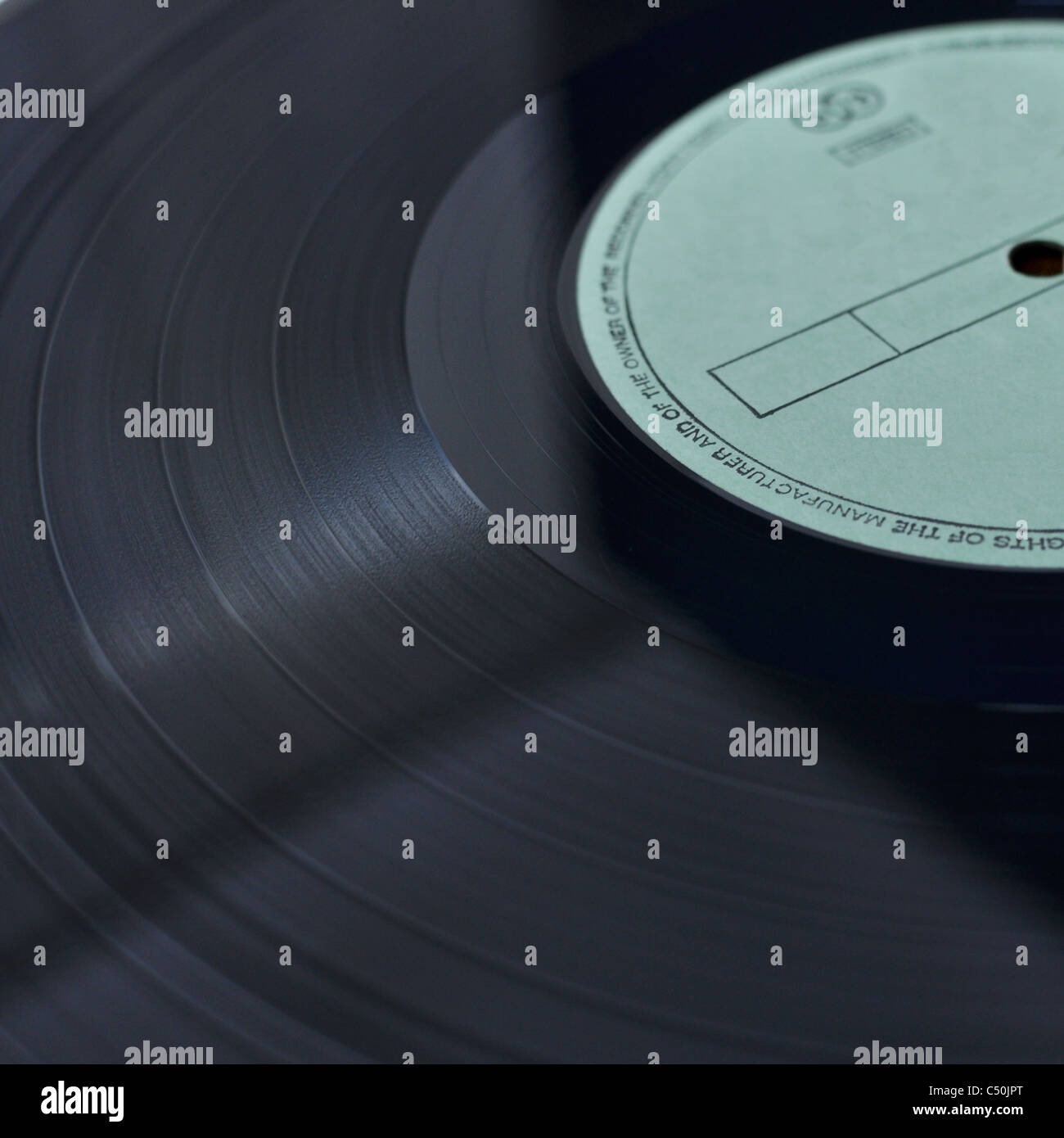 Detail of Vinyl Record With Blank Green Label Stock Photo - Alamy
