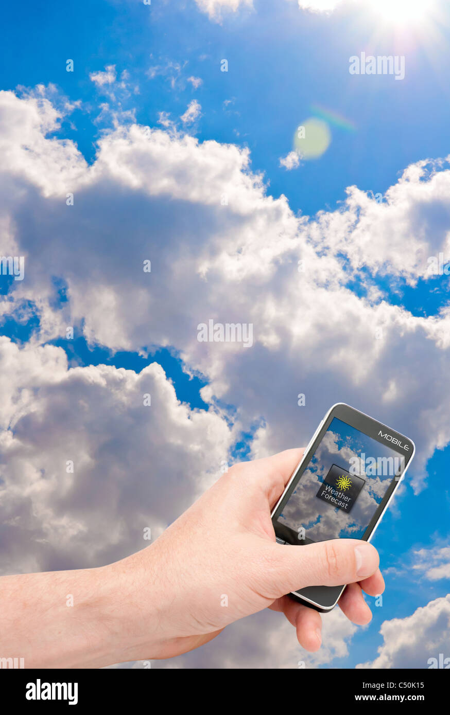 Fictitious Mobile Smartphone With Weather Forecast Application Stock ...