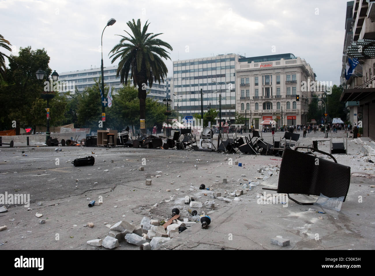 Barricade in Syntagma (Constitution) square during the protests in ...