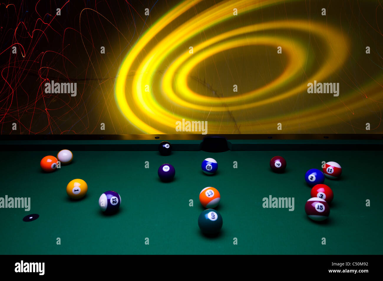 Billiard and lights Stock Photo - Alamy