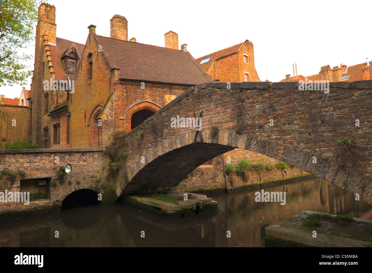 The smallest bridge of the city, Historic centre of Bruges, Belgium ...