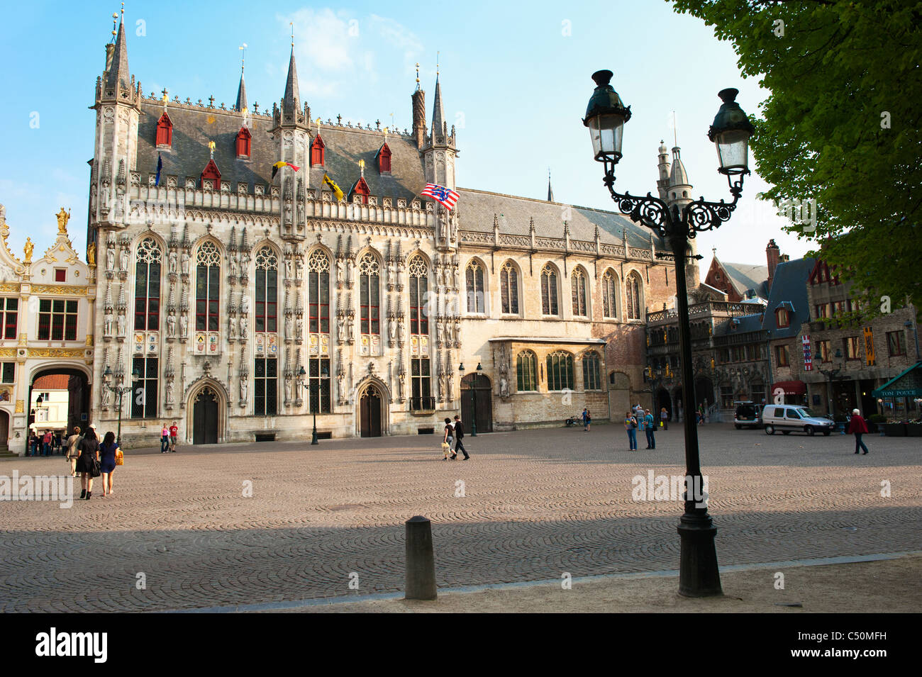 Burg Square and City Hall, Historic centre of Bruges, Belgium Stock ...
