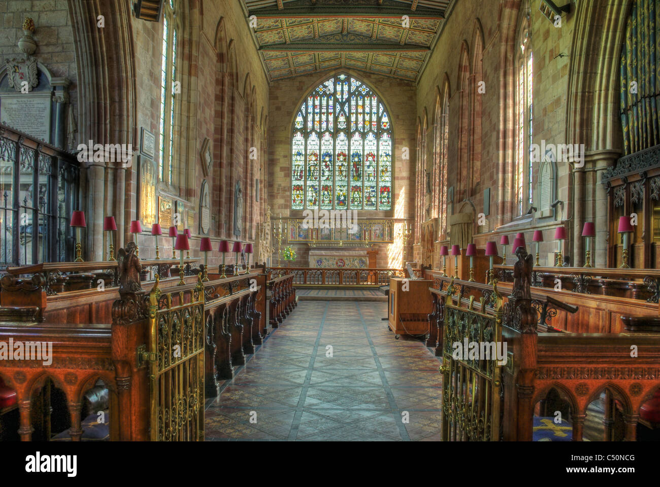 A view of the interior of St Oswald's church, Ashbourne, UK Stock Photo ...