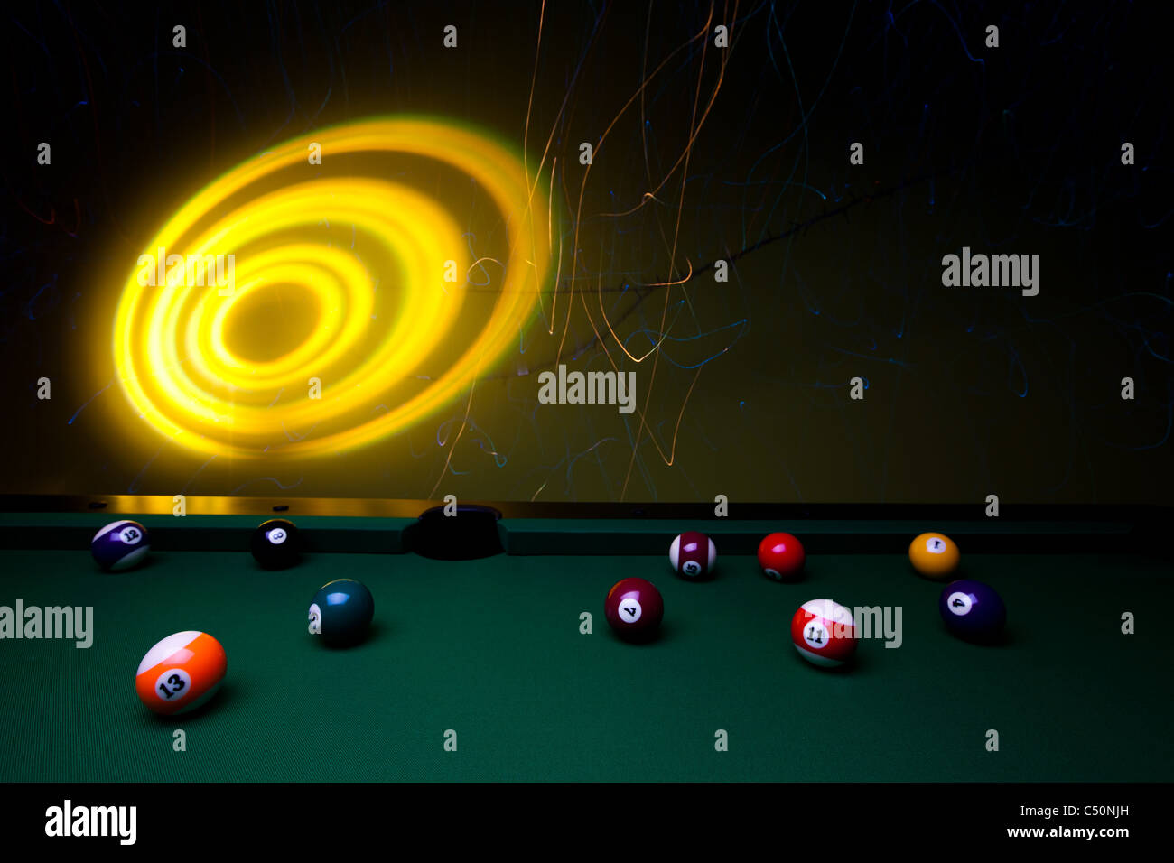Billiard and lights Stock Photo - Alamy