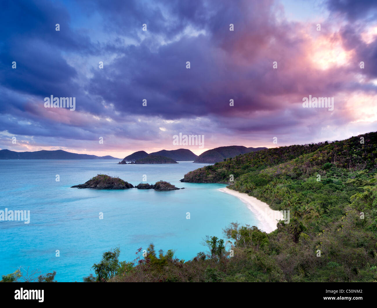 Trunk Bay sunrise. St. John, Virgin Islands National Park Stock Photo ...