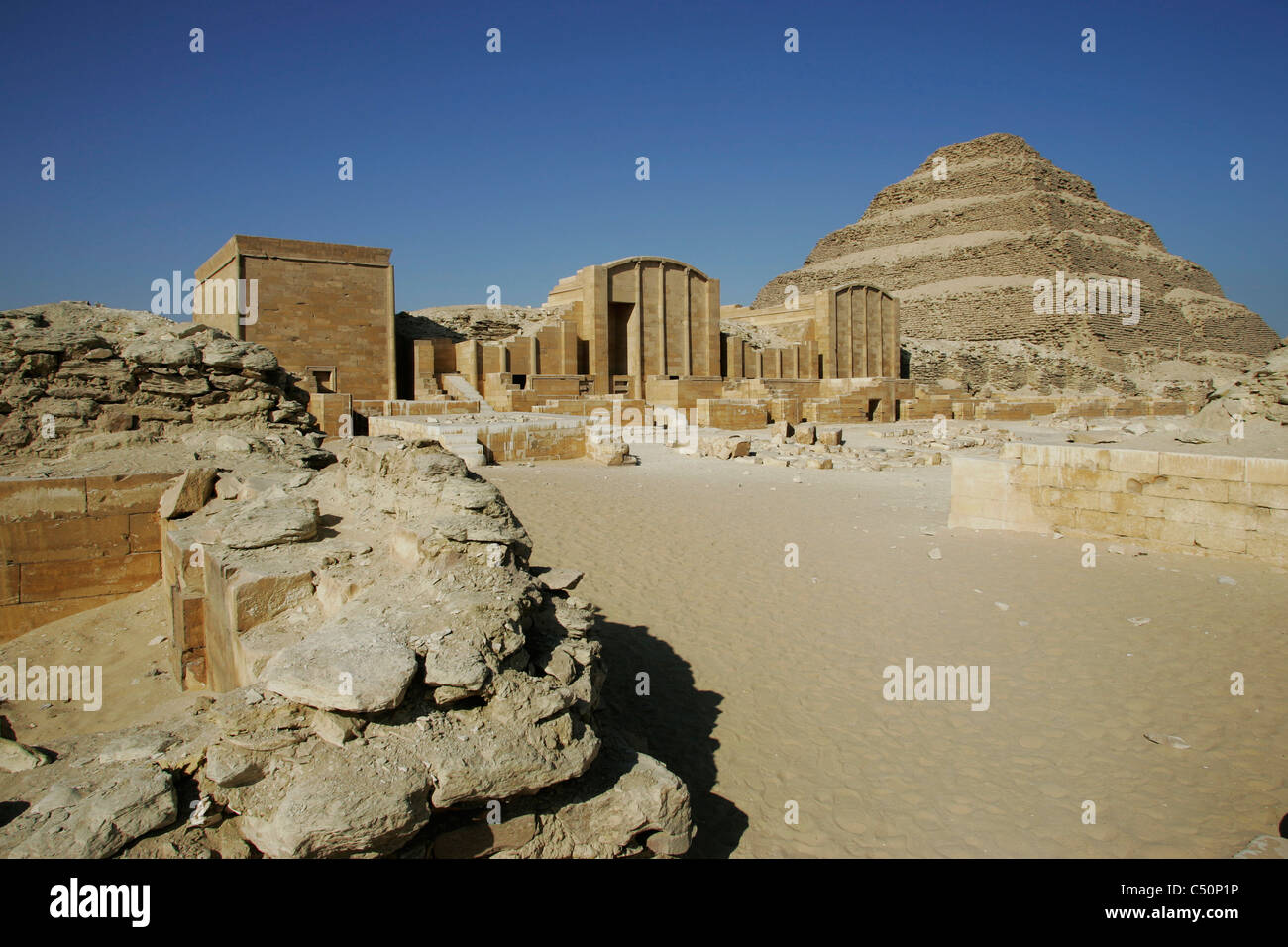 The step pyramid and mortuary temple complex of Zoser (Djoser) at Saqqara, Egypt Stock Photo - Alamy
