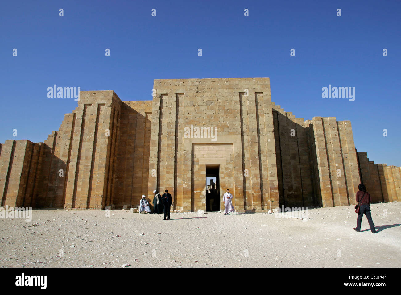 The entrance to the Mortuary Temple complex at Saqqara, Egypt, which includes the step pyramid ...