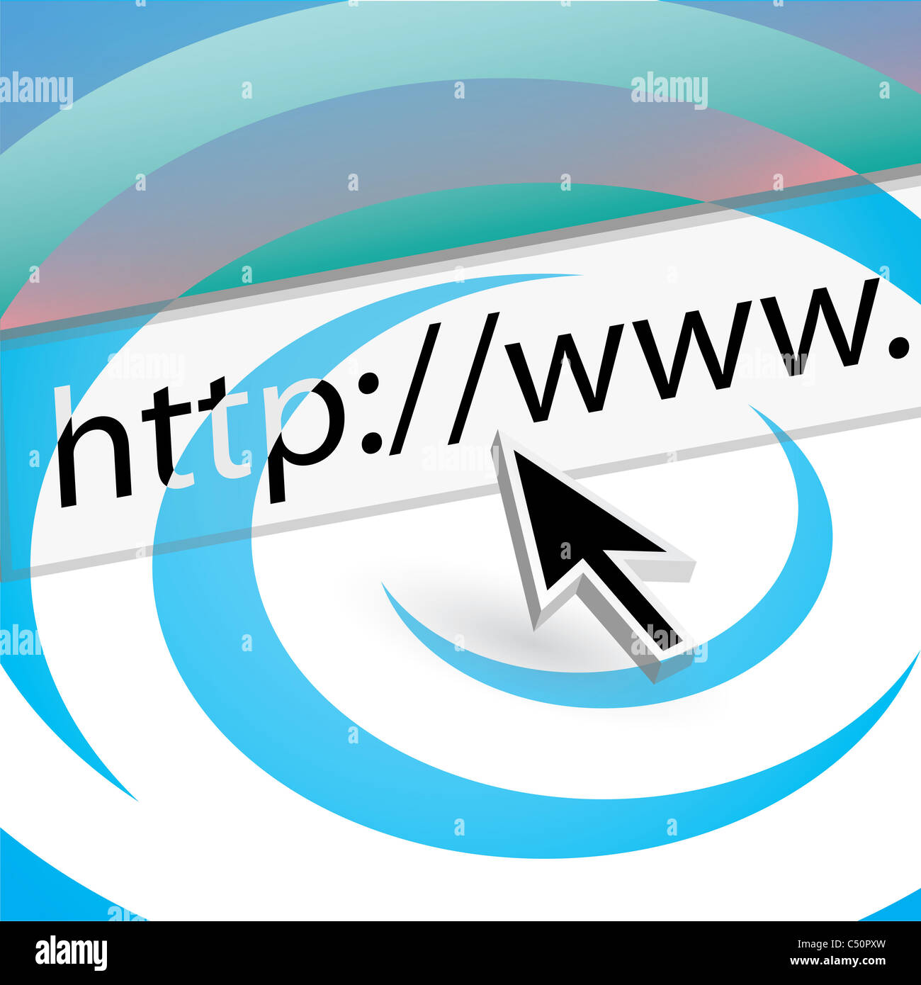 A mouse arrow pointing the the URL in the web browser address bar Stock ...