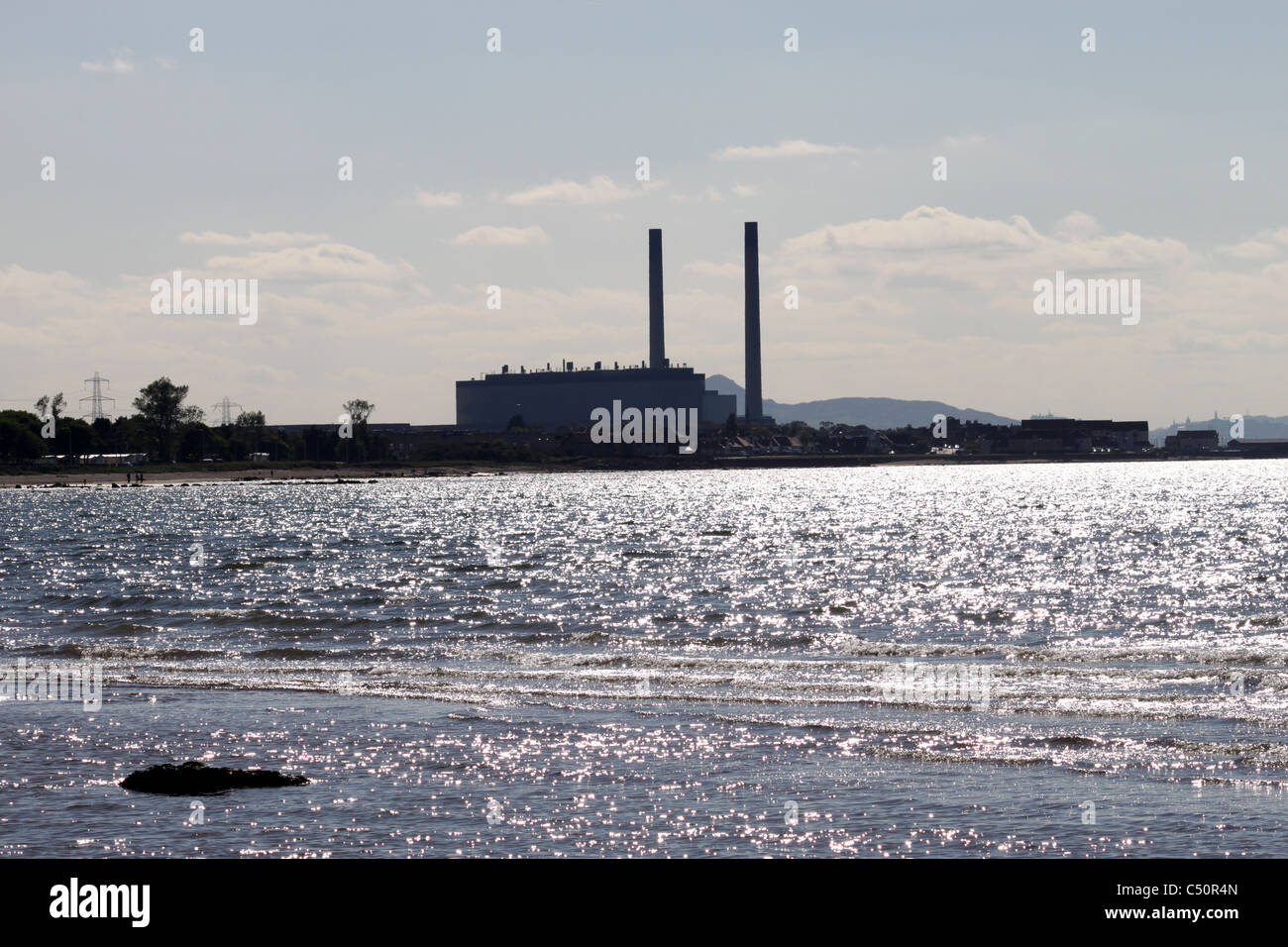 Silhouette of Cockenzie power station, East Lothian, Scotland Stock ...