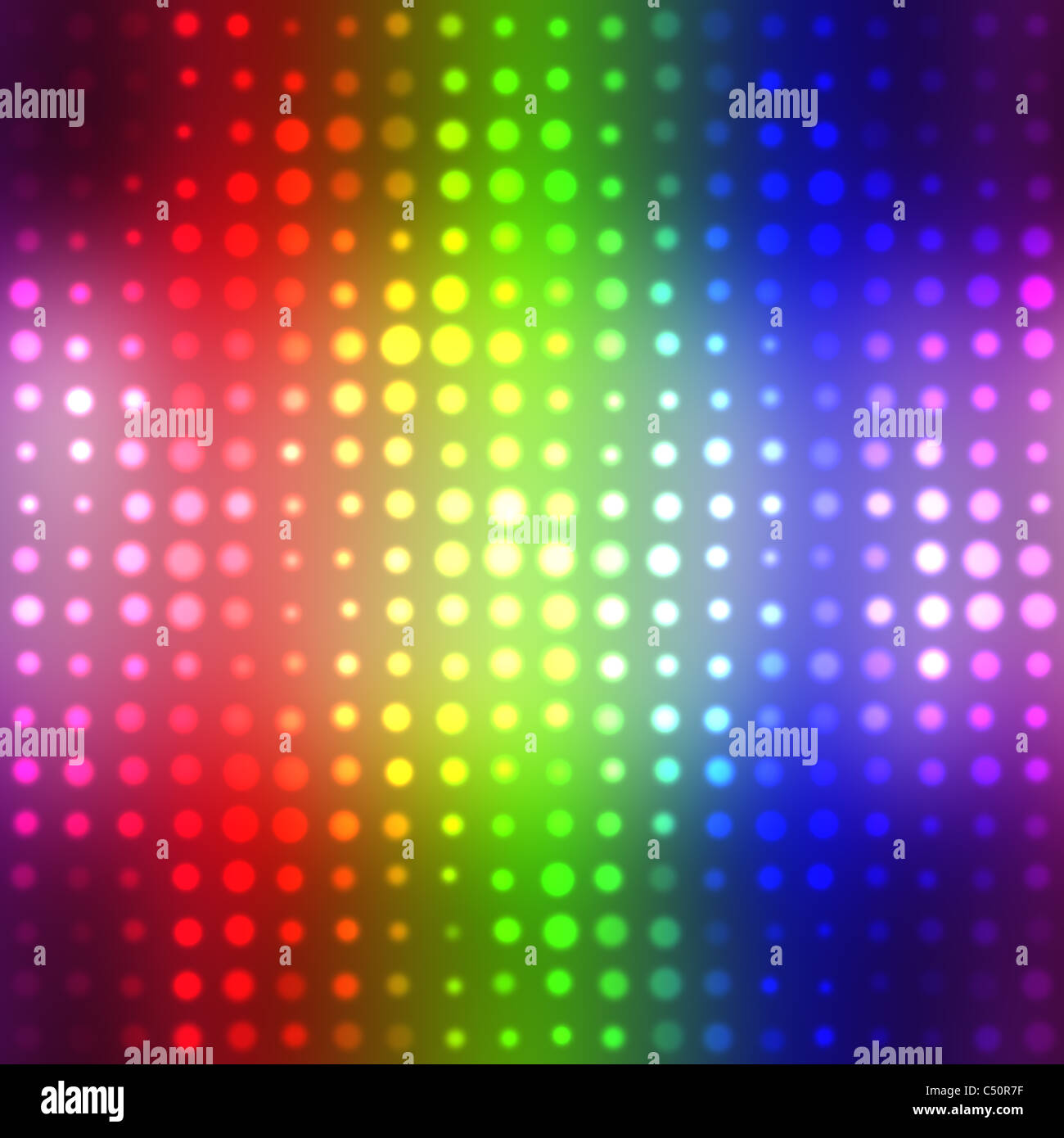 Rainbow glowing halftone dots in rows. A funky and modern looking ...