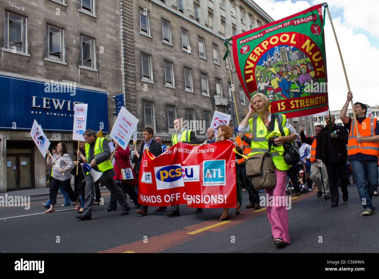 Protesters march through Liverpool city centre Stock Photo - Alamy