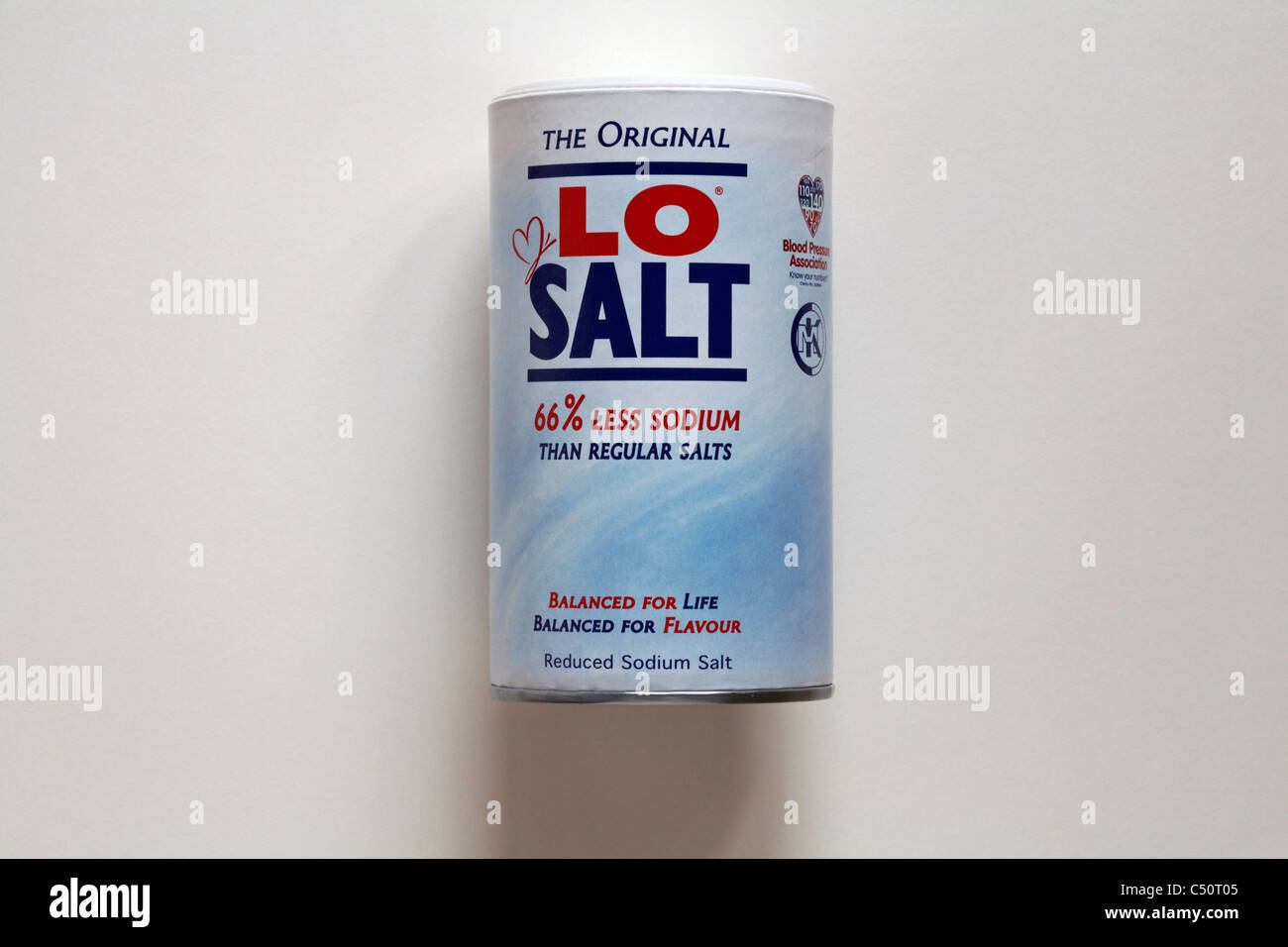 Tub of the original Lo salt isolated on white background Stock Photo ...