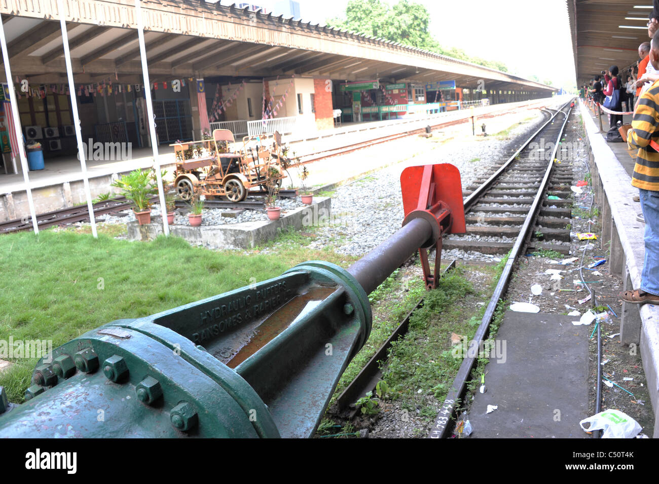 Buffer at the end of the railway track at Tanjung Pagar Railway Station ...