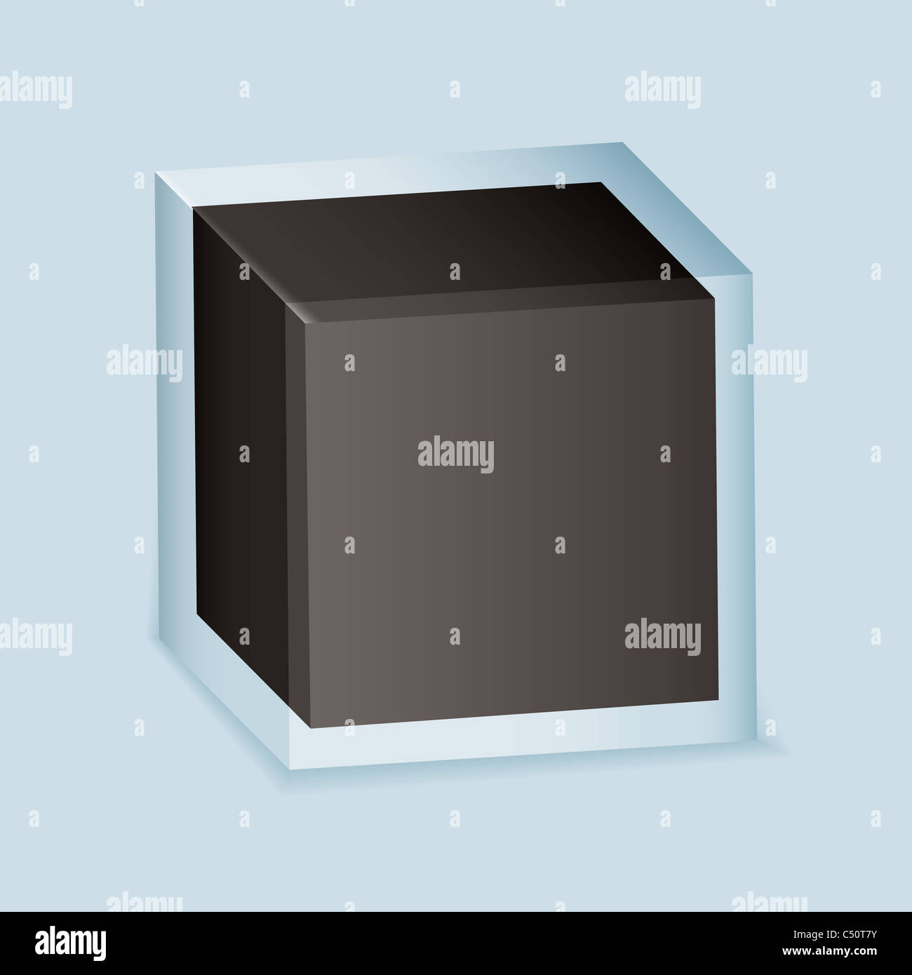 Modern glass package with black gift box inside Stock Photo - Alamy