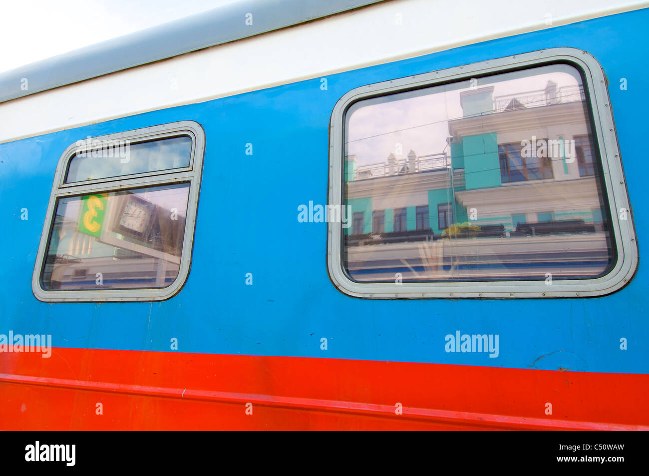 Old wagon and windows in transmongolian train Stock Photo - Alamy