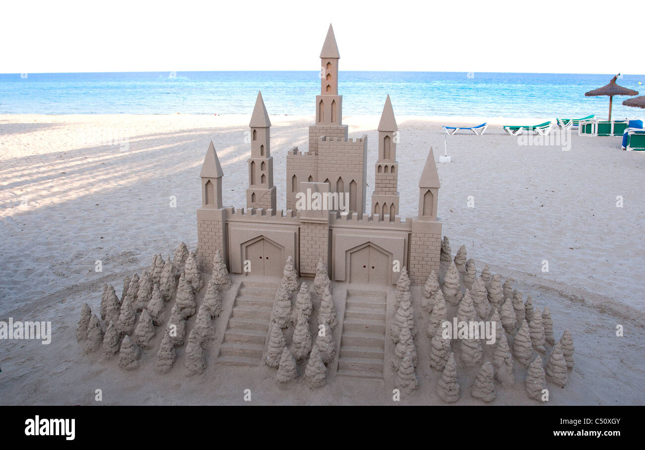sand castle on the beach in Majorca Stock Photo - Alamy
